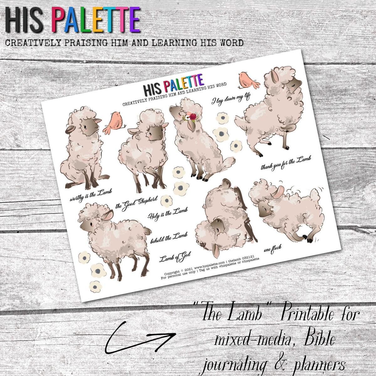 The Lamb printable for mixed-media, Bible journaling and planners – His ...