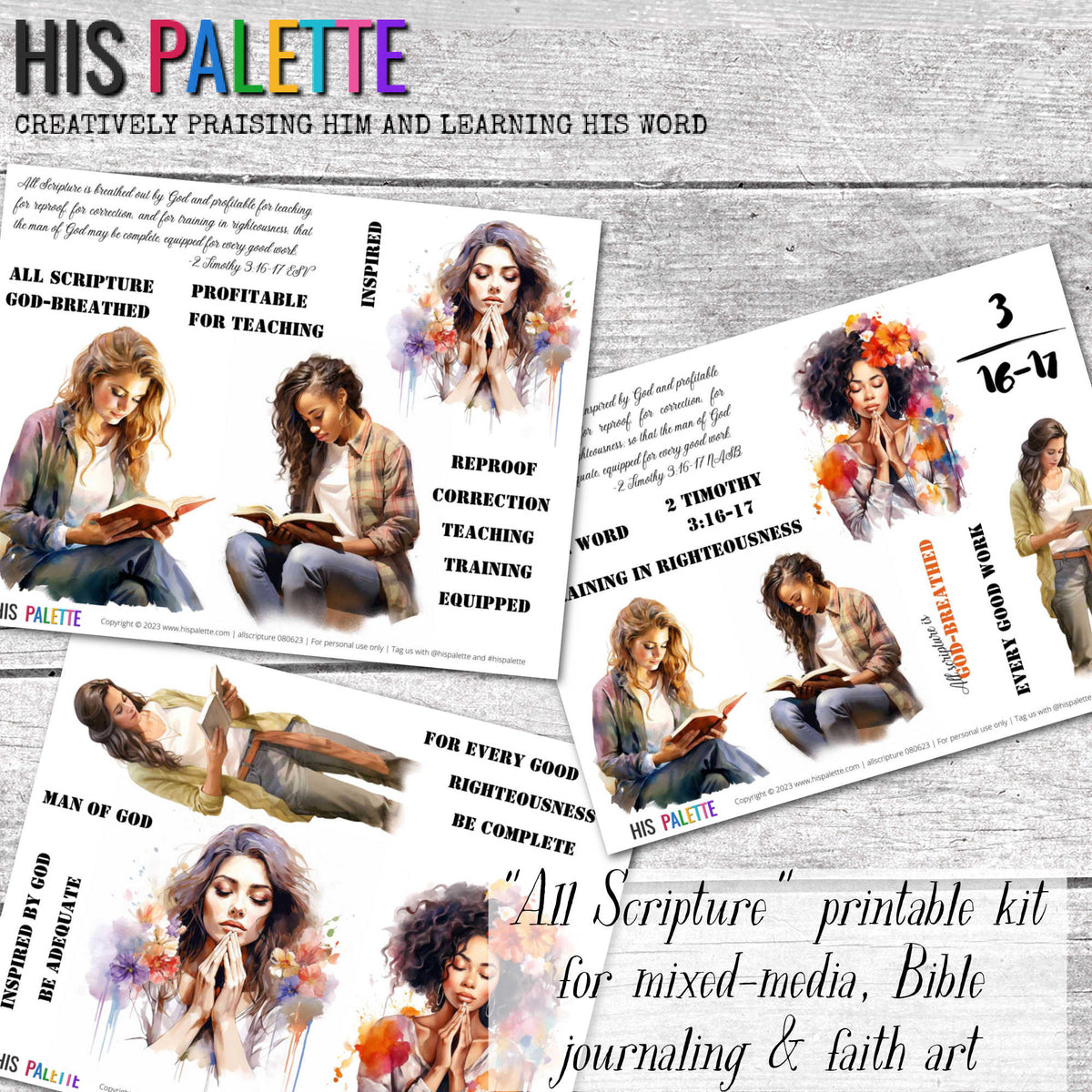 All Scripture printable kit for mixed-media, Bible journaling and fait ...