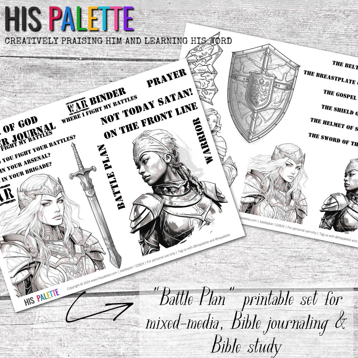 Battle Plan printable kit for mixed-media, Bible journaling and faith ...