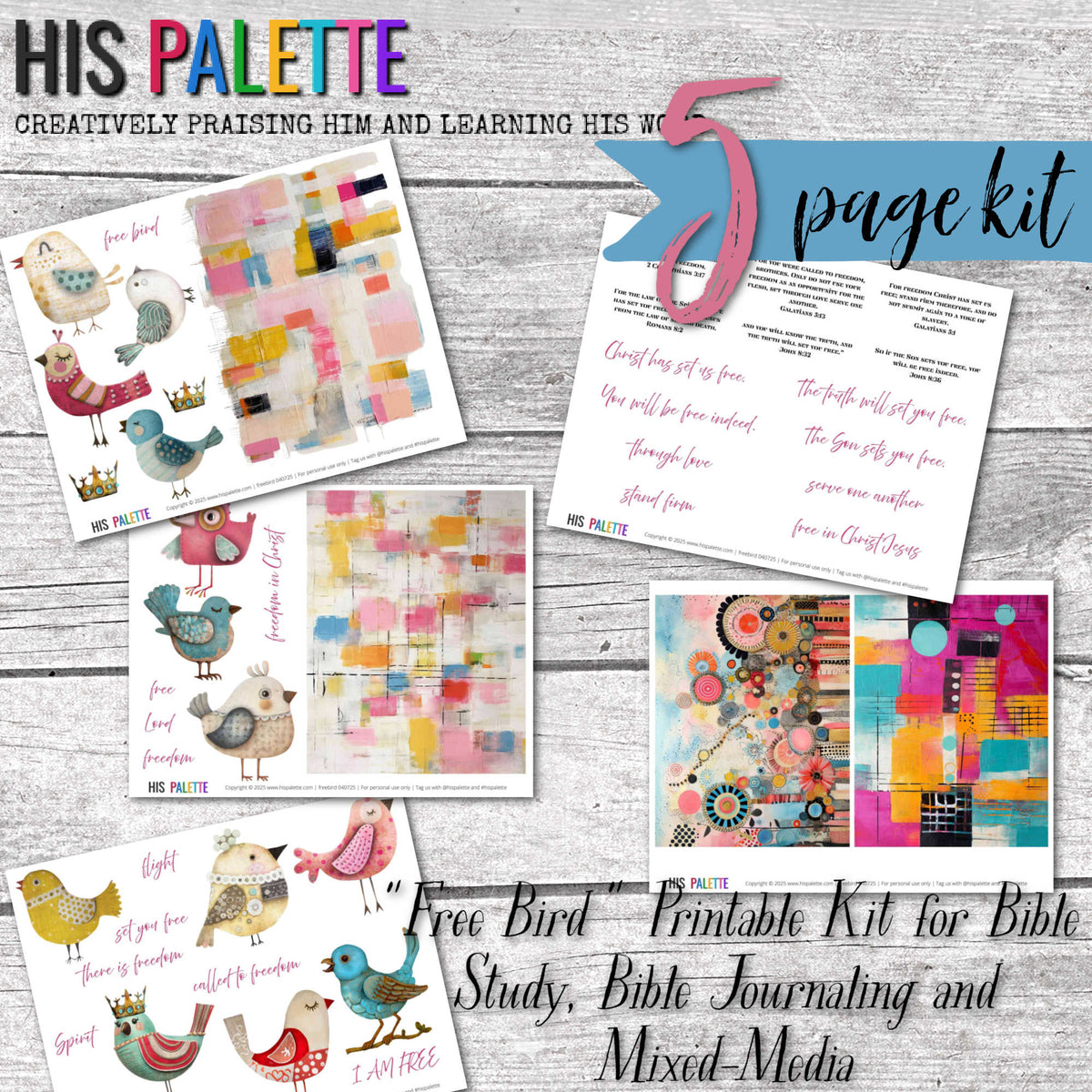 Free Bird printable kit for mixed-media, Bible journaling and faith ar ...