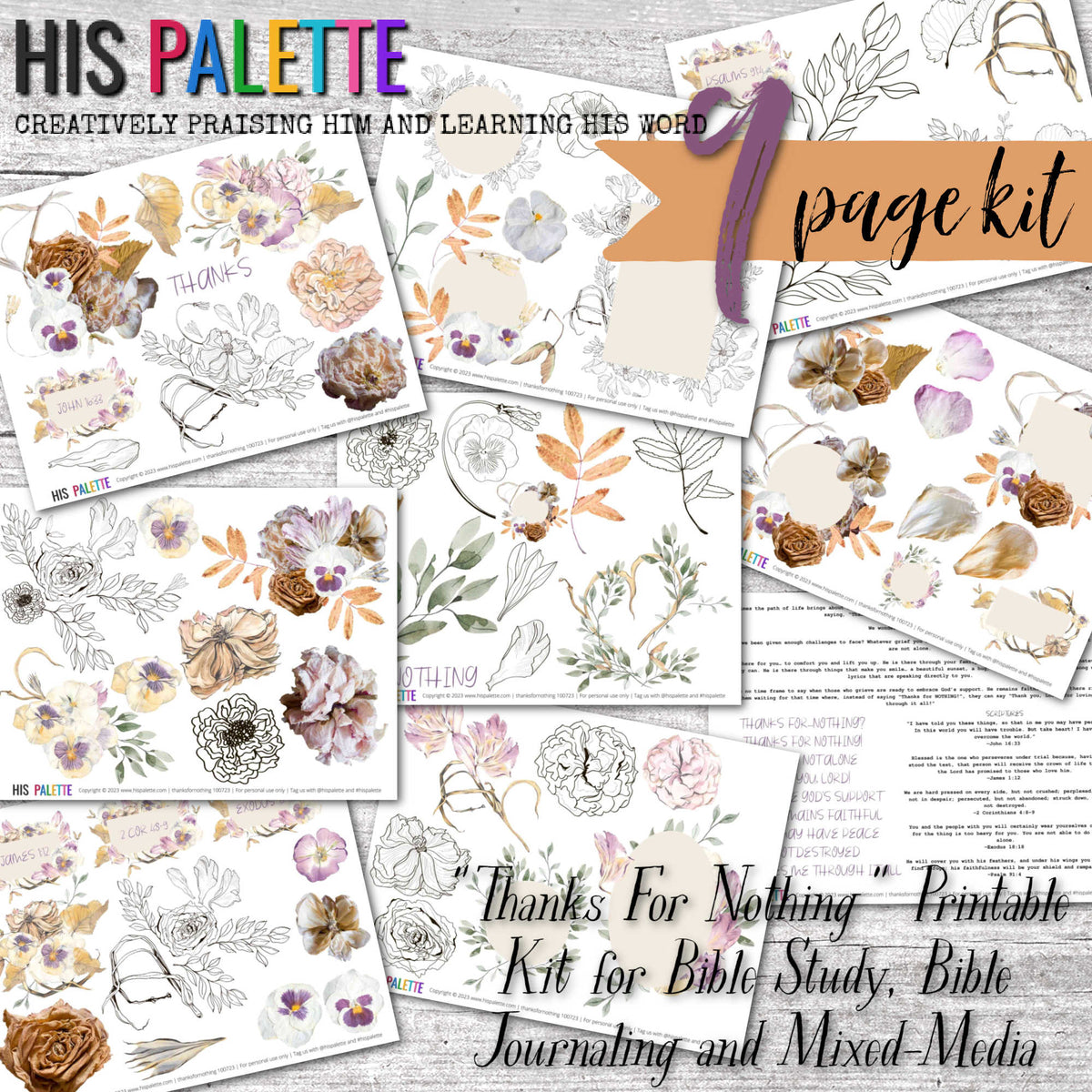 Thanks For Nothing printable kit for mixed-media, Bible journaling and ...