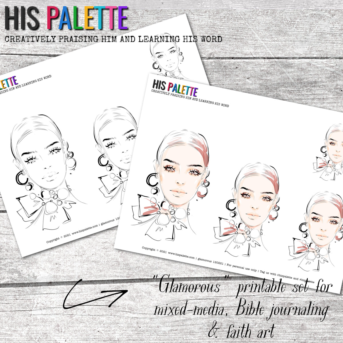 Glamorous printable set for mixed-media, Bible journaling and faith ar ...