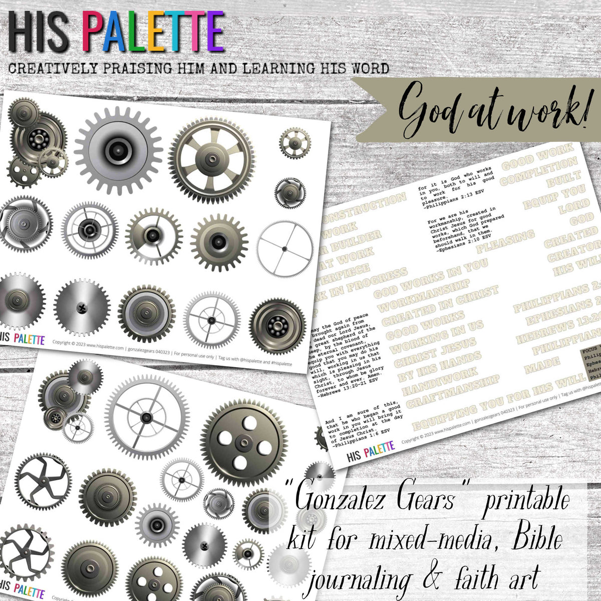 Gonzalez Gears printable kit for mixed-media, Bible journaling and fai ...