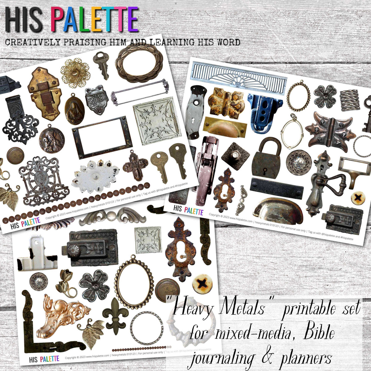 Heavy Metals printable set for mixed-media, Bible journaling and faith ...