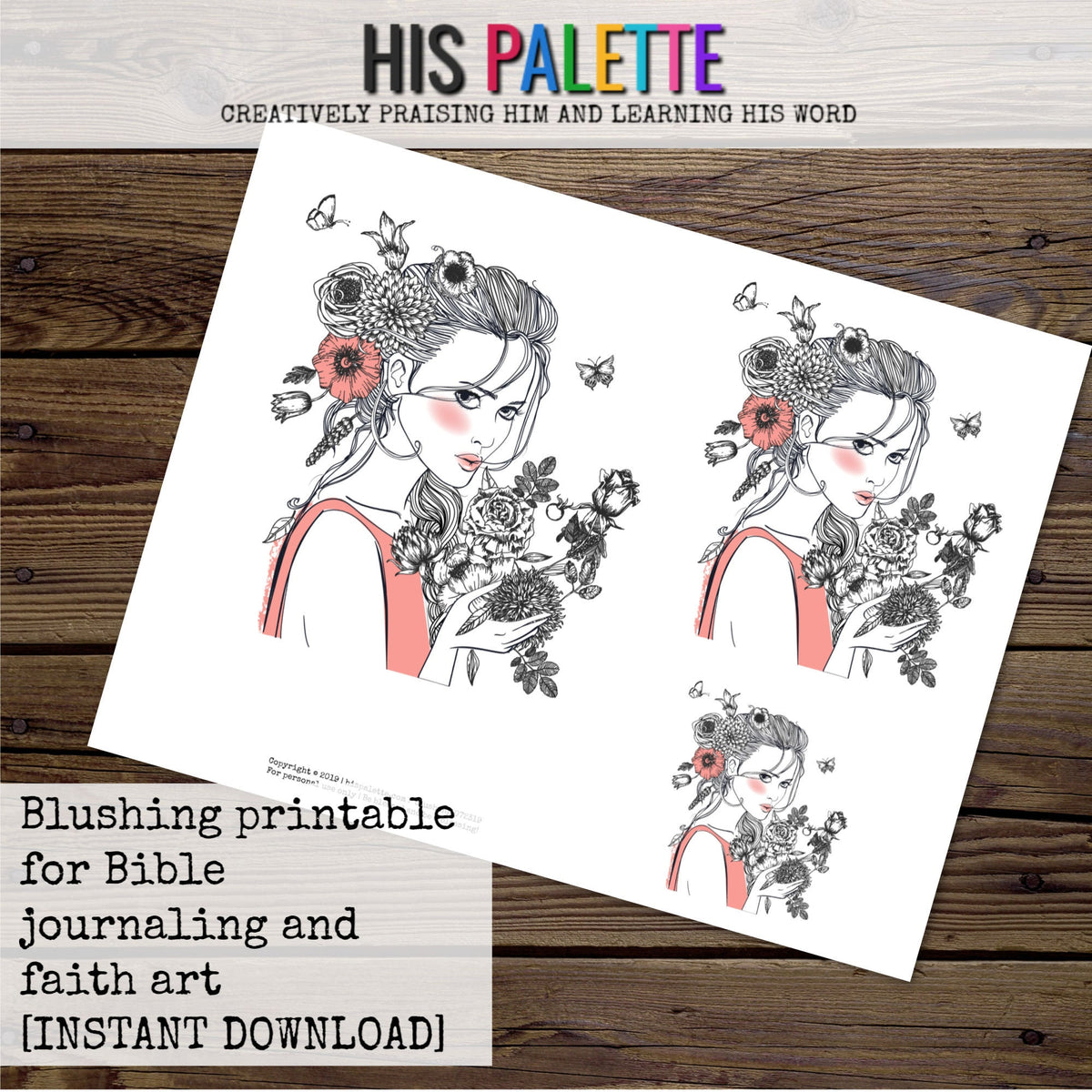 Blushing Printable for Mixed-Media, Bible Journaling and Faith Art ...
