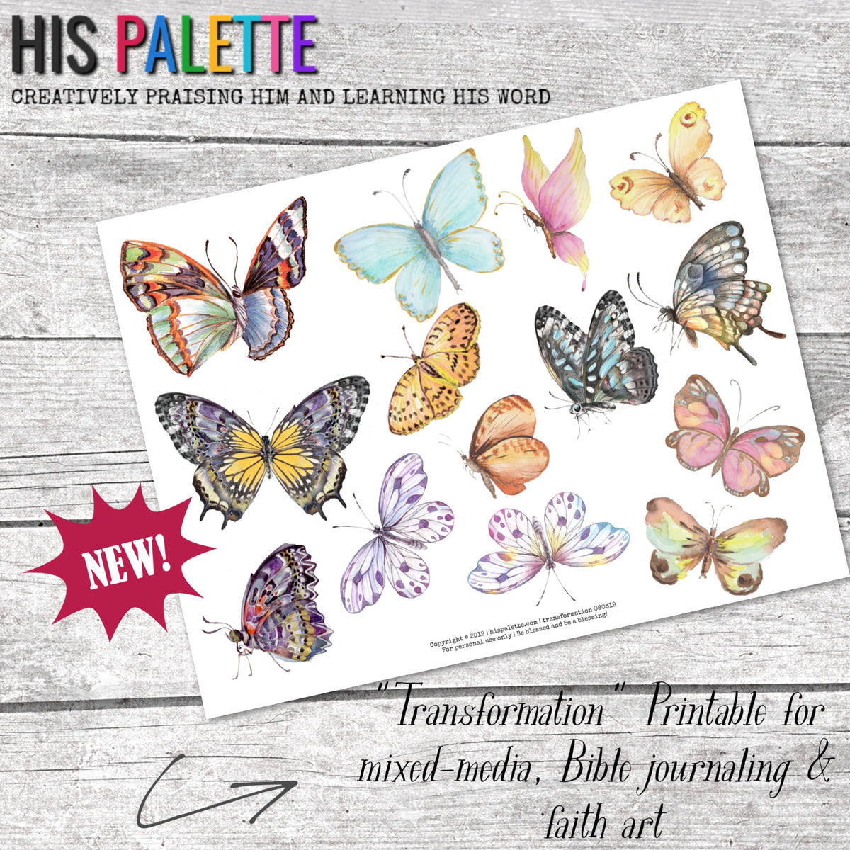 Transformation printable for mixed-media, Bible journaling and faith a ...