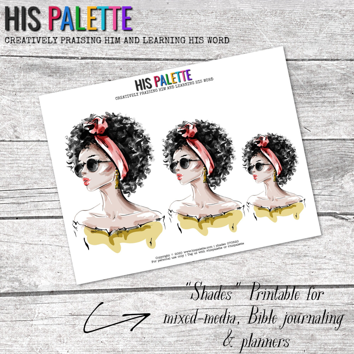 Shades printable for mixed-media, Bible journaling and planner – His ...