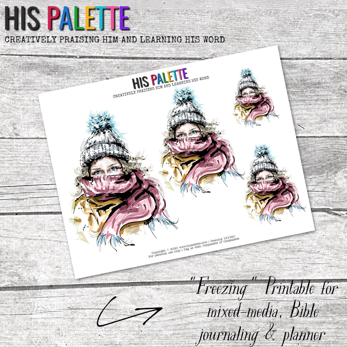 His Palette - Freezing 121020 - printable for mixed-media, Bible journ