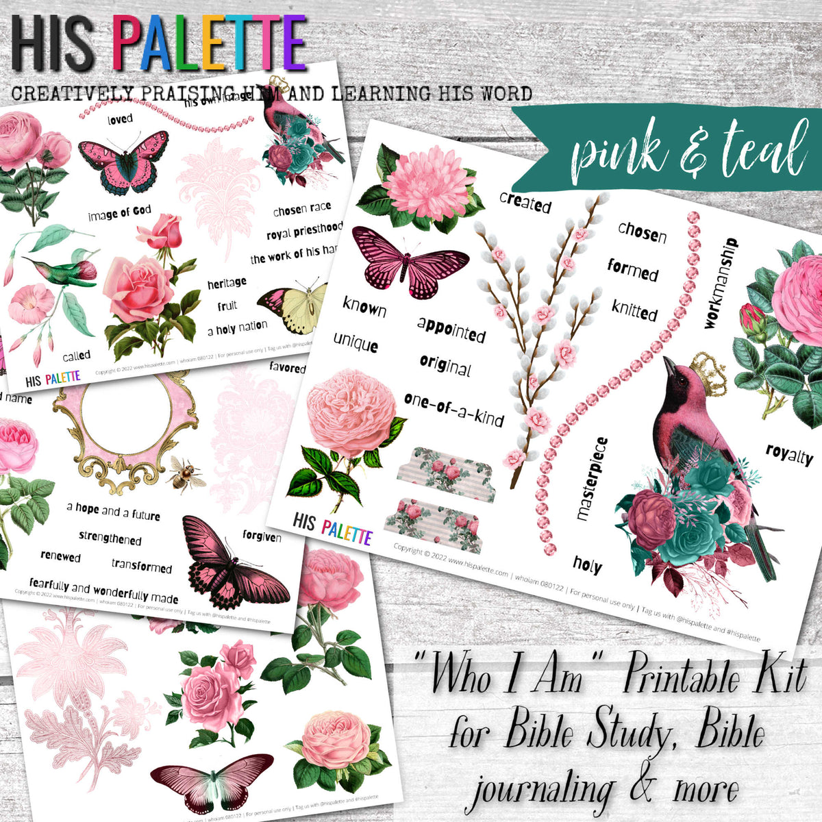 Who I Am printable kit for mixed-media, Bible journaling and planners ...